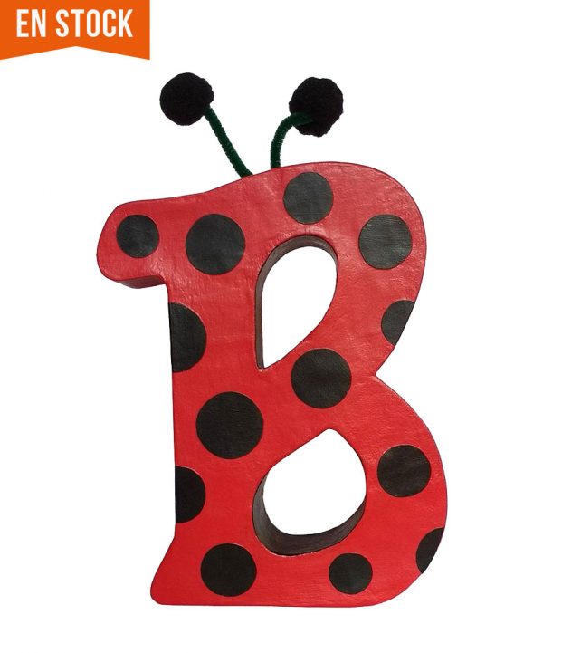 Letra decorativa infantil B color rojo con topos y cuernitos - Papermint